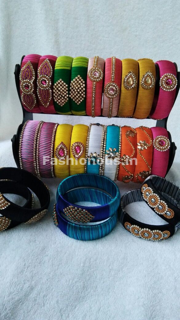 Colorful Silk Thread Bangles – Fashionous