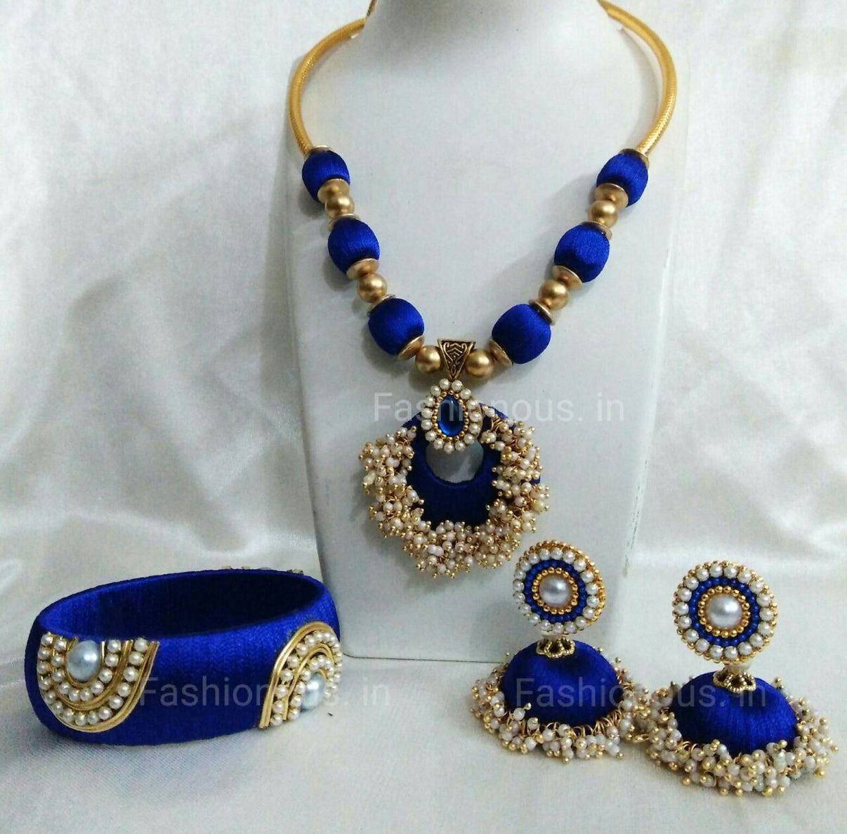 Oceanic Opulence Silk Thread Jewellery Set - JYST0008 – Fashionous